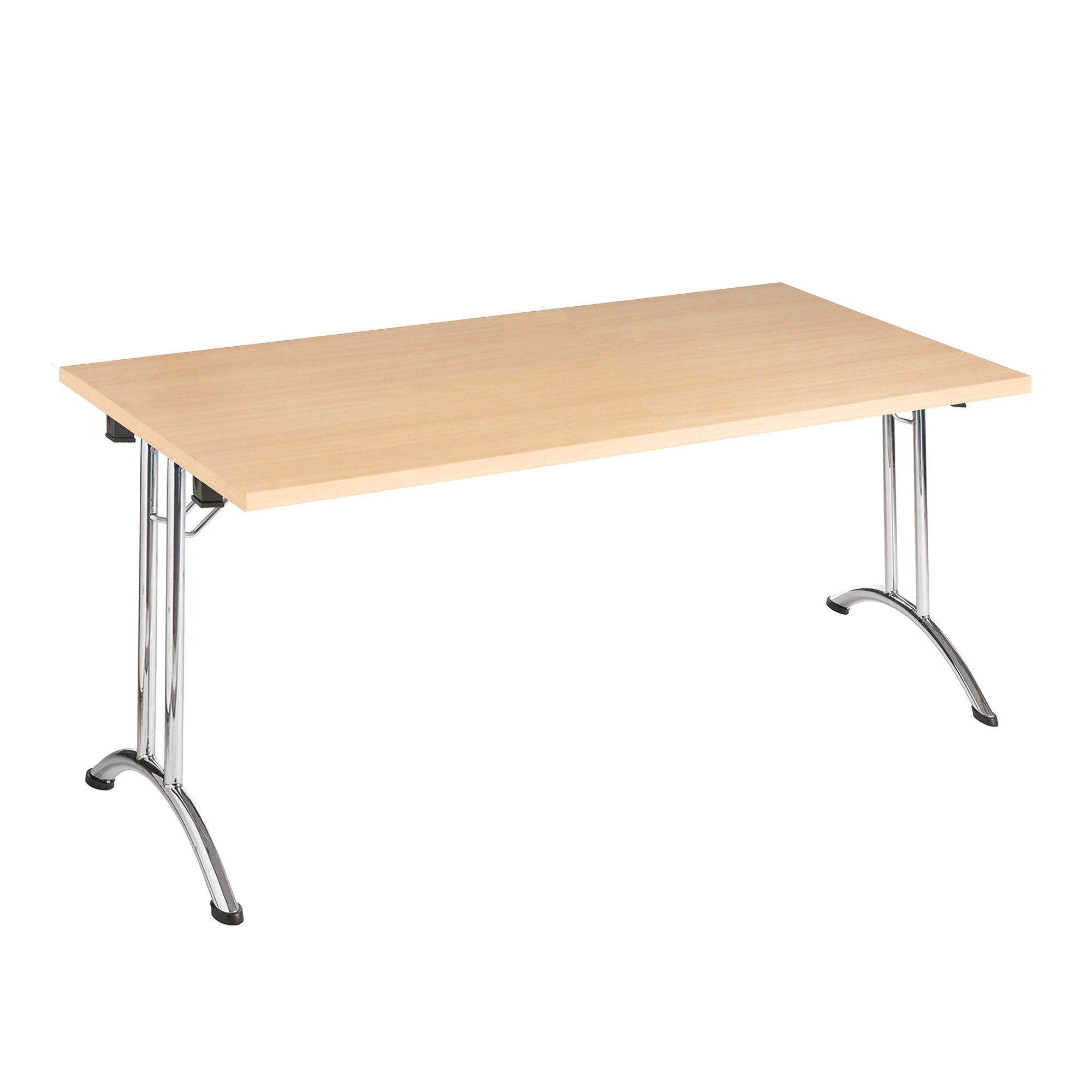 Versa Folding Rectangular Table With Tubular Chrome Frame - Beech | NWOF
