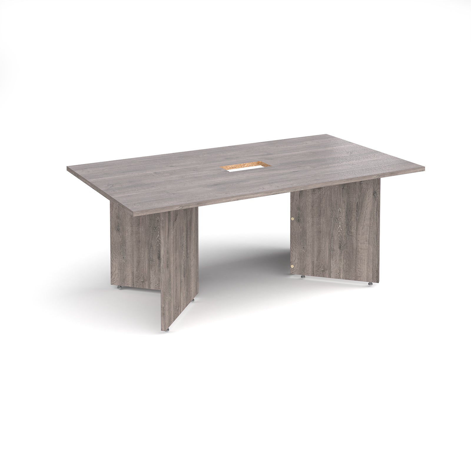Arrow Head Rectangular Boardroom Table With Central Cut-Out - Grey Oak | NWOF