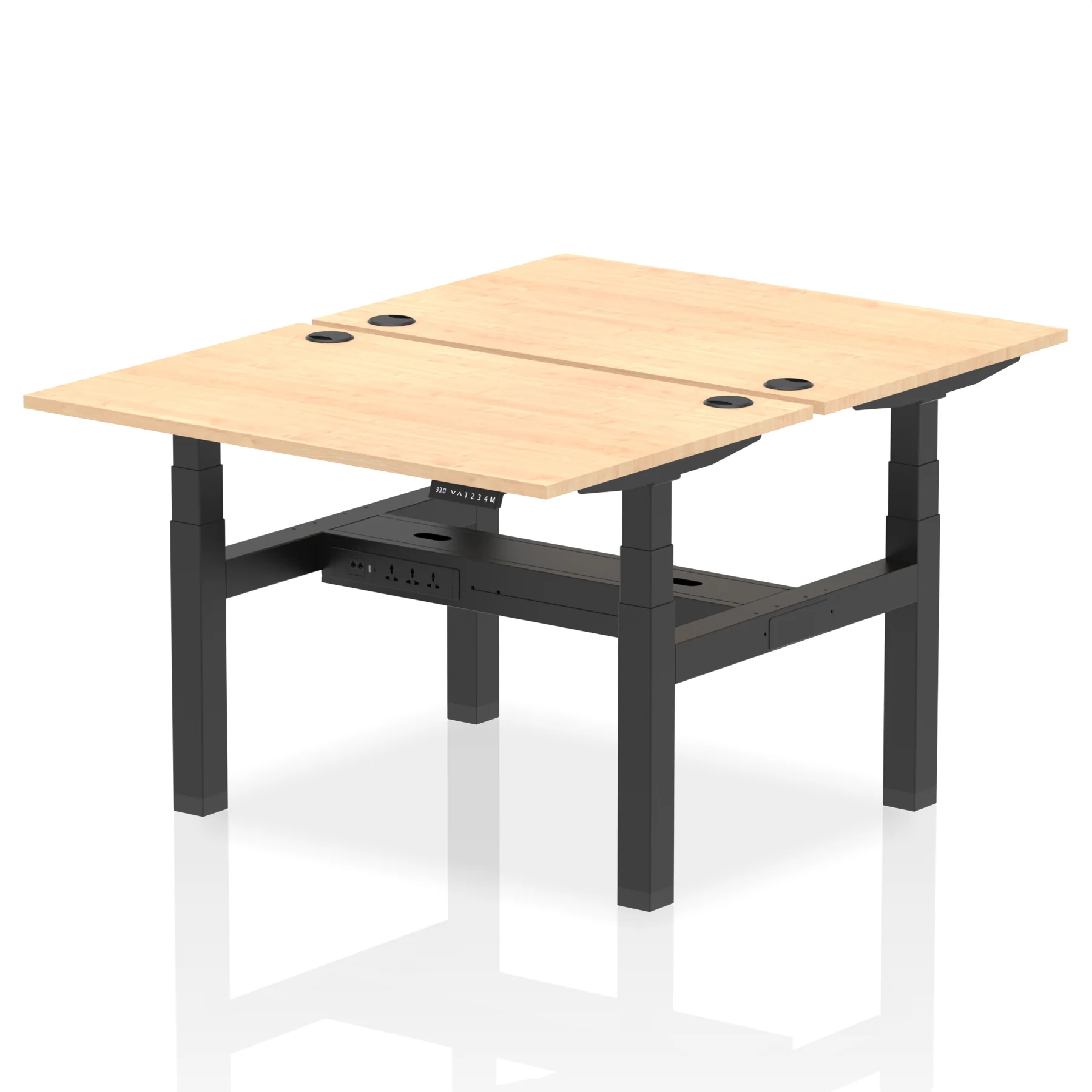 Air 2 Person Back-to-Back Height Adjustable Bench Desk - Maple | NWOF