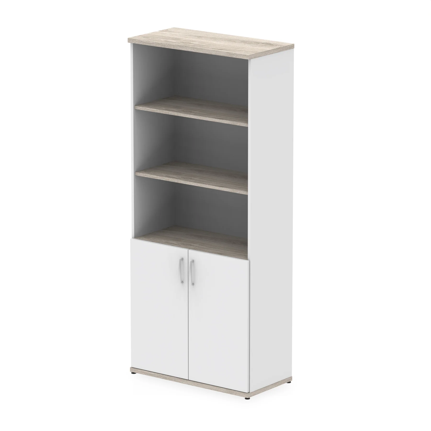 Impulse Open Shelves Cupboard - Grey Oak & White | NWOF