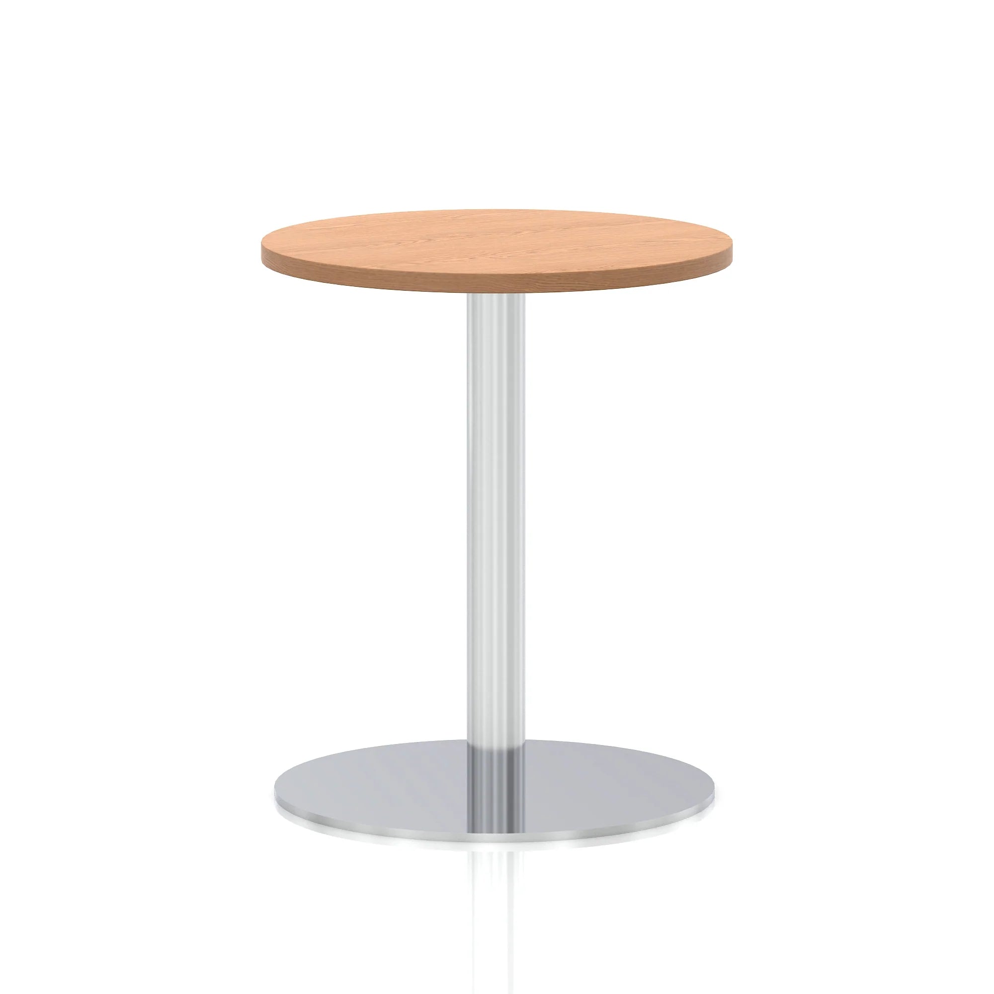 Italia Round Poseur Table Silver Leg - Oak– NWOF