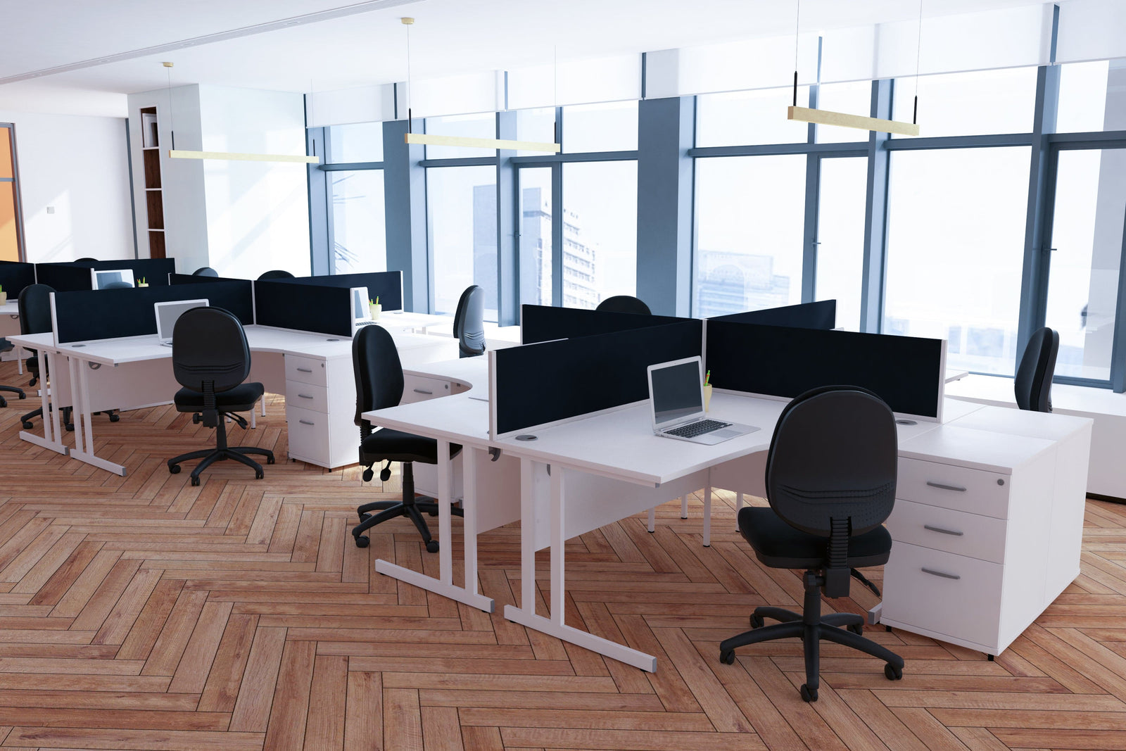 Impulse 600mm Deep Desk High Pedestal White | NWOF